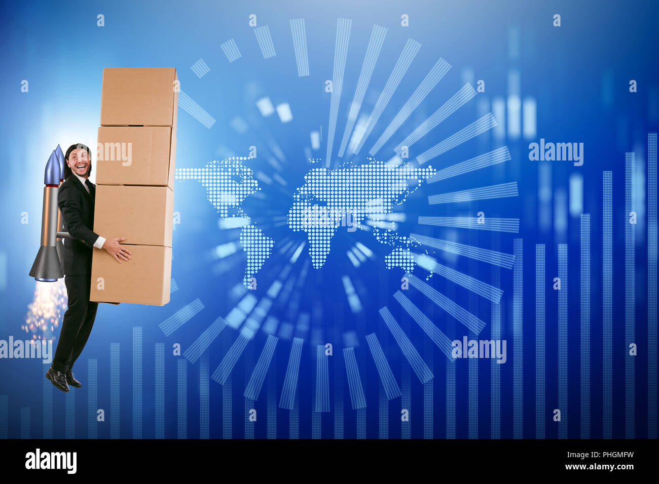 Businessman in global worldwide delivery service Stock Photo - Alamy