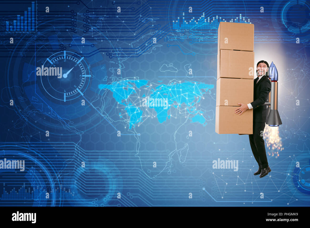 Businessman in global worldwide delivery service Stock Photo - Alamy
