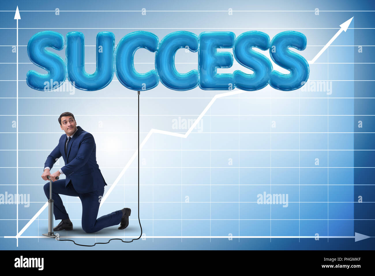 Businessman pumping success air hi-res stock photography and images - Alamy