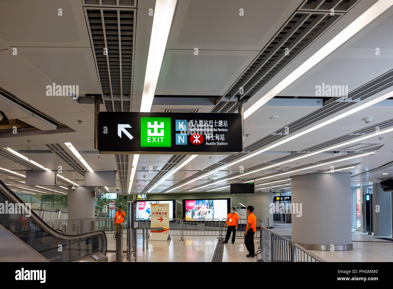 Sep 01, 2018, Hong Kong, China: Inside view of Express Rail Link-Hong Kong West Kowloon Station ...