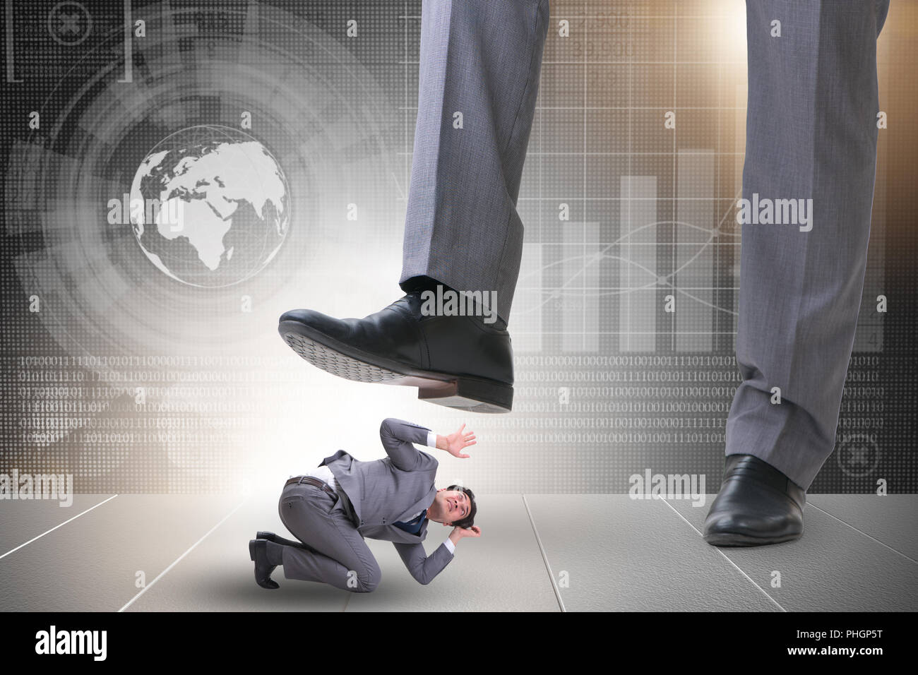 Bad angry boss stamping on employee in business concept Stock Photo - Alamy