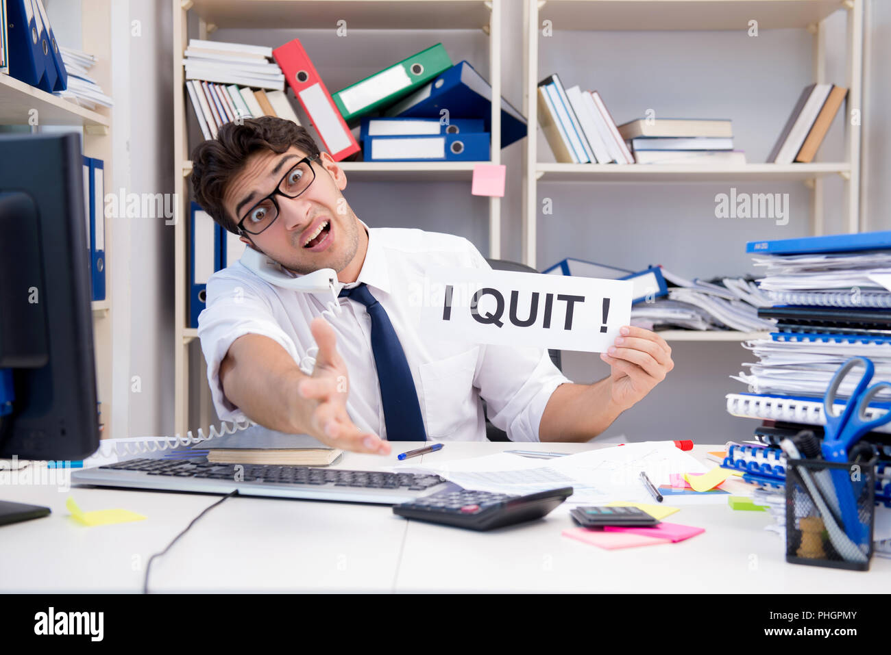 Busy frustrated businessman angry in the office Stock Photo - Alamy