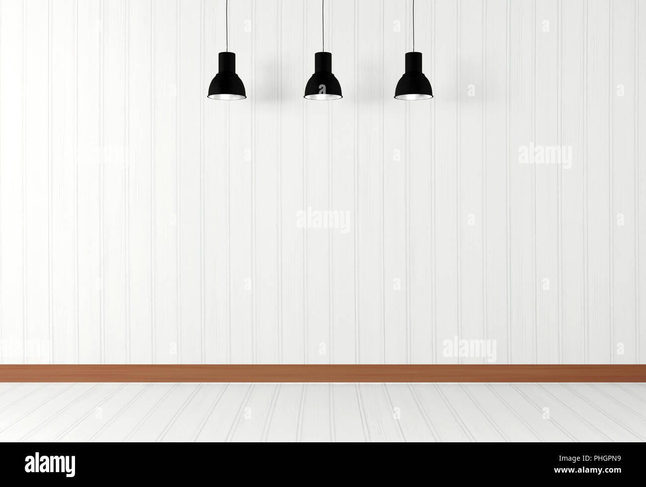 White empty room interior with ceiling lamps Stock Photo - Alamy