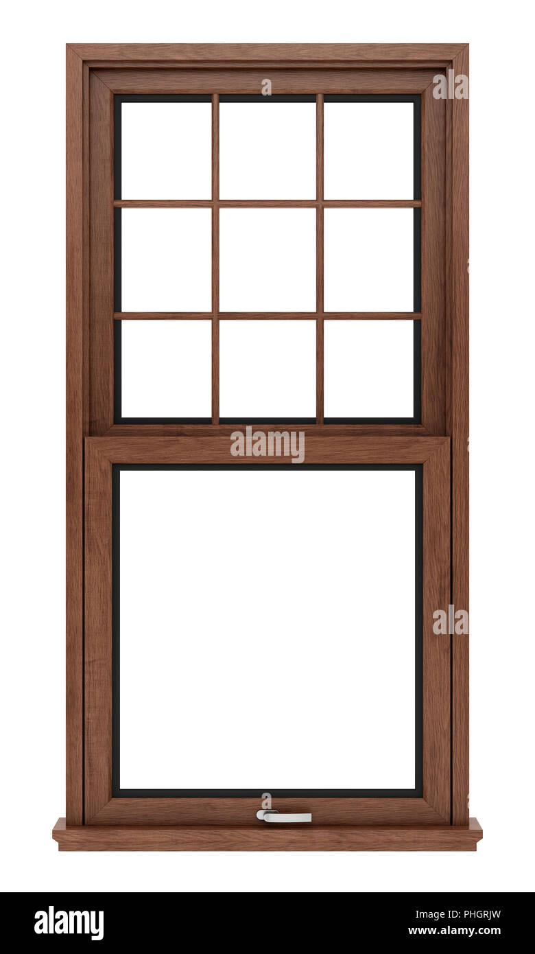 brown wooden window isolated on white background Stock Photo - Alamy