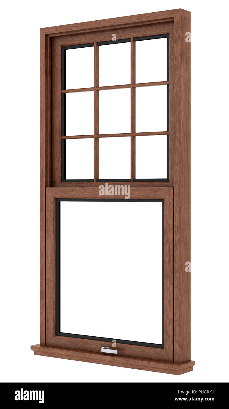 brown wooden window isolated on white background Stock Photo - Alamy