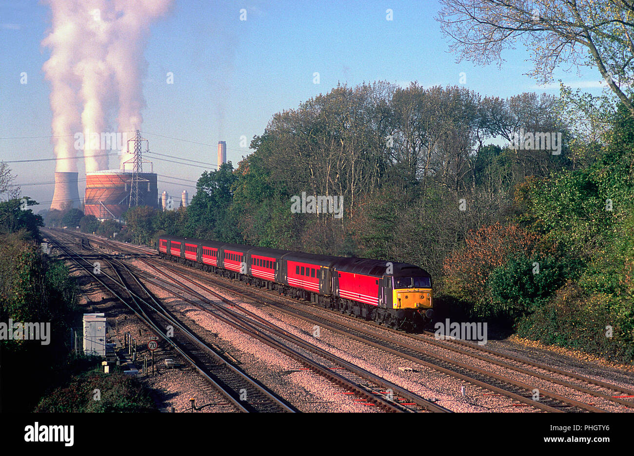A class 47 diesel locomotive number 47853 working a Virgin Cross ...