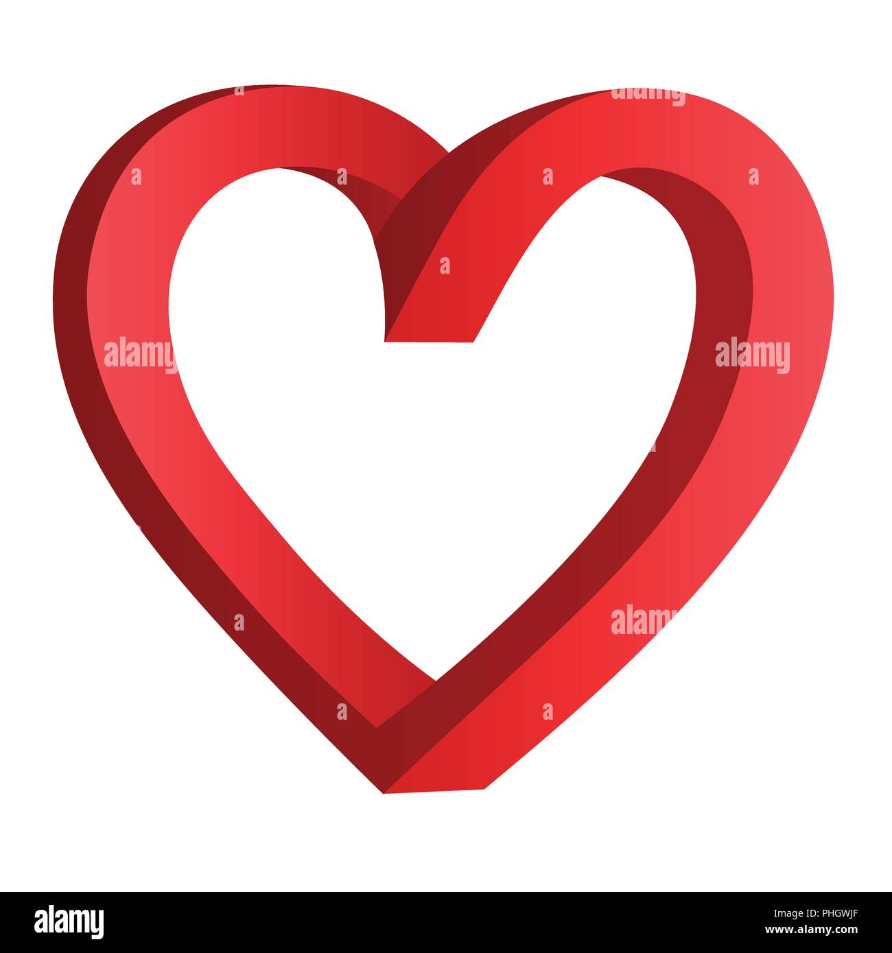Vector illustration of an endless outline of a heart on a white ...