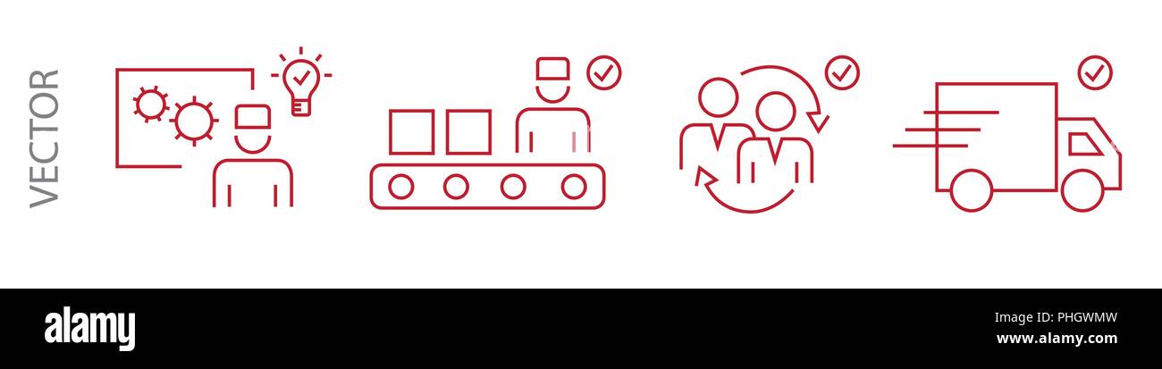 Vector pictograms stages of technological process in production Stock ...
