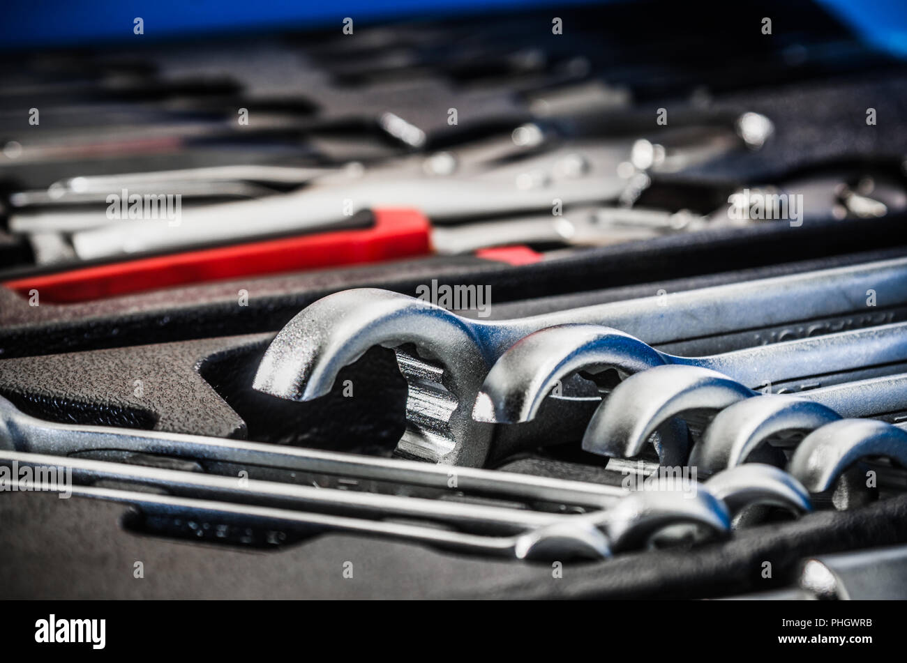 Toolbox in the workshop, close-up Stock Photo - Alamy
