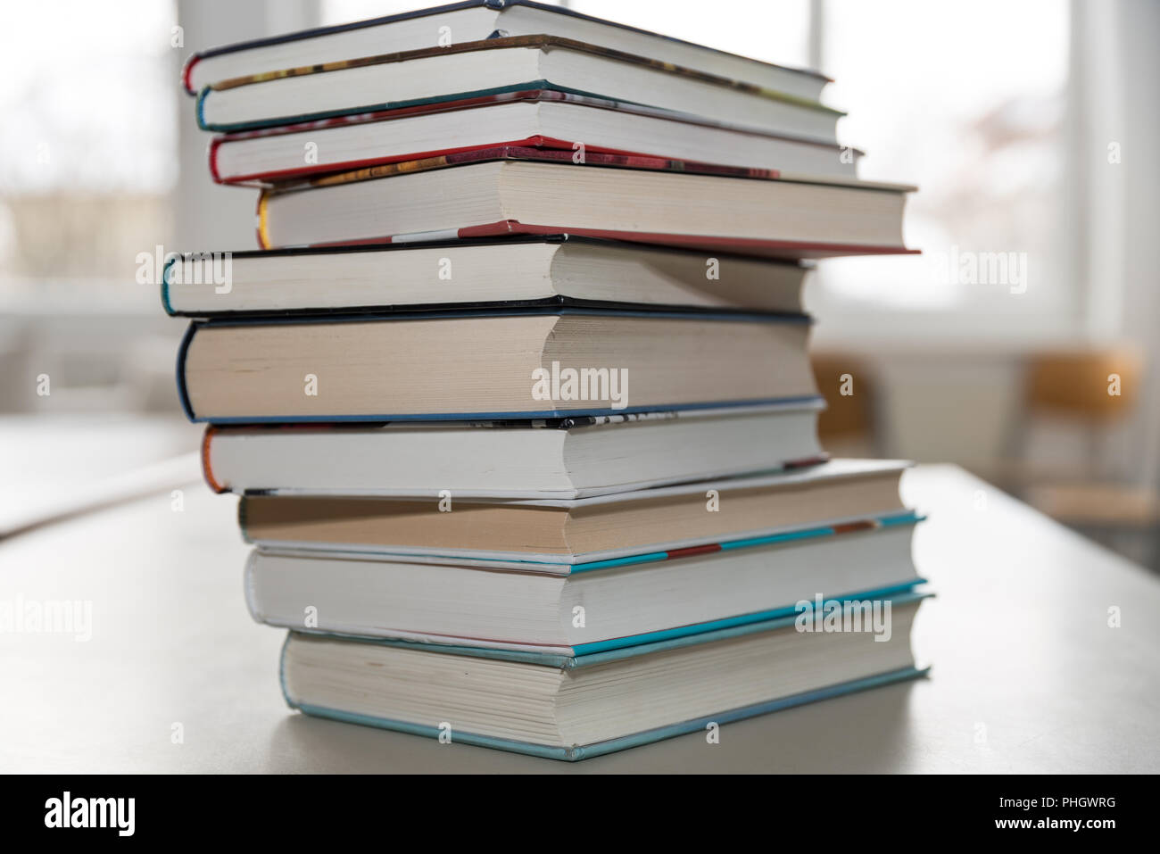 large stack of books with hardcover books Stock Photo - Alamy