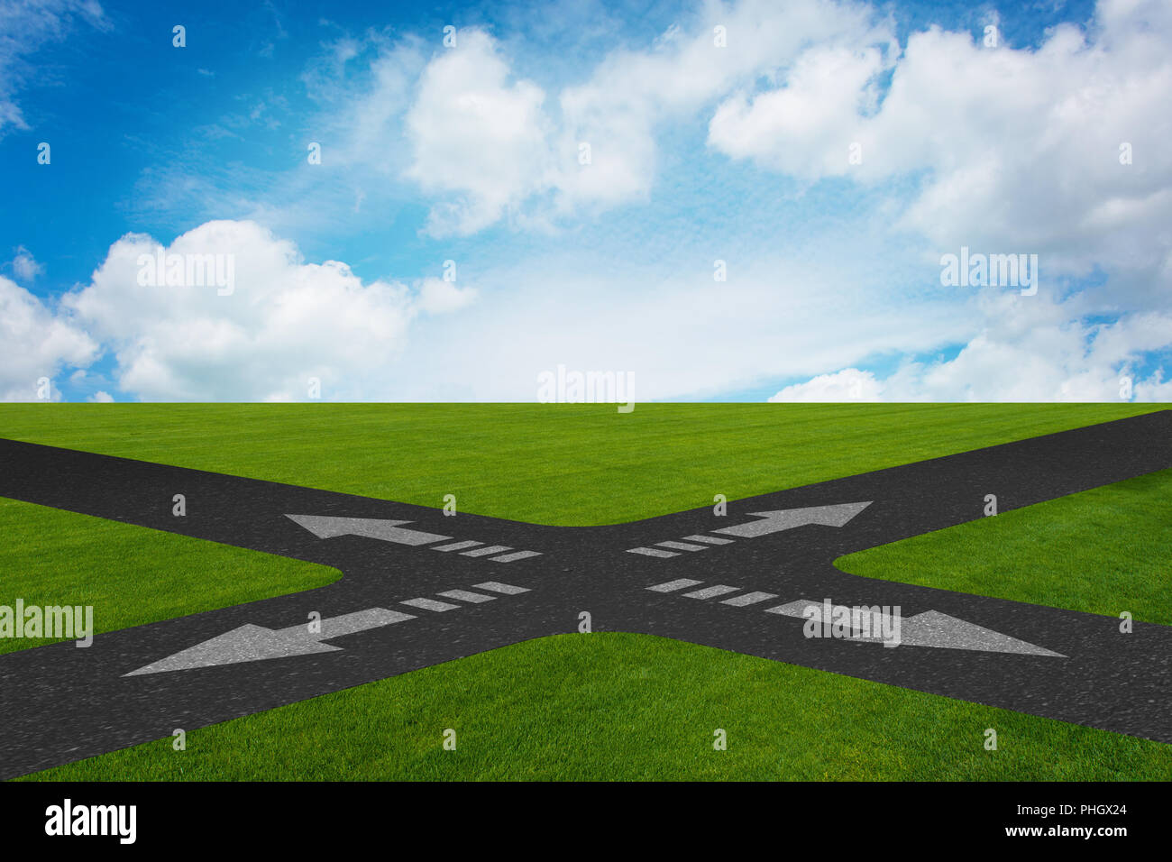 Concept of crossroads in uncertainty concept Stock Photo - Alamy