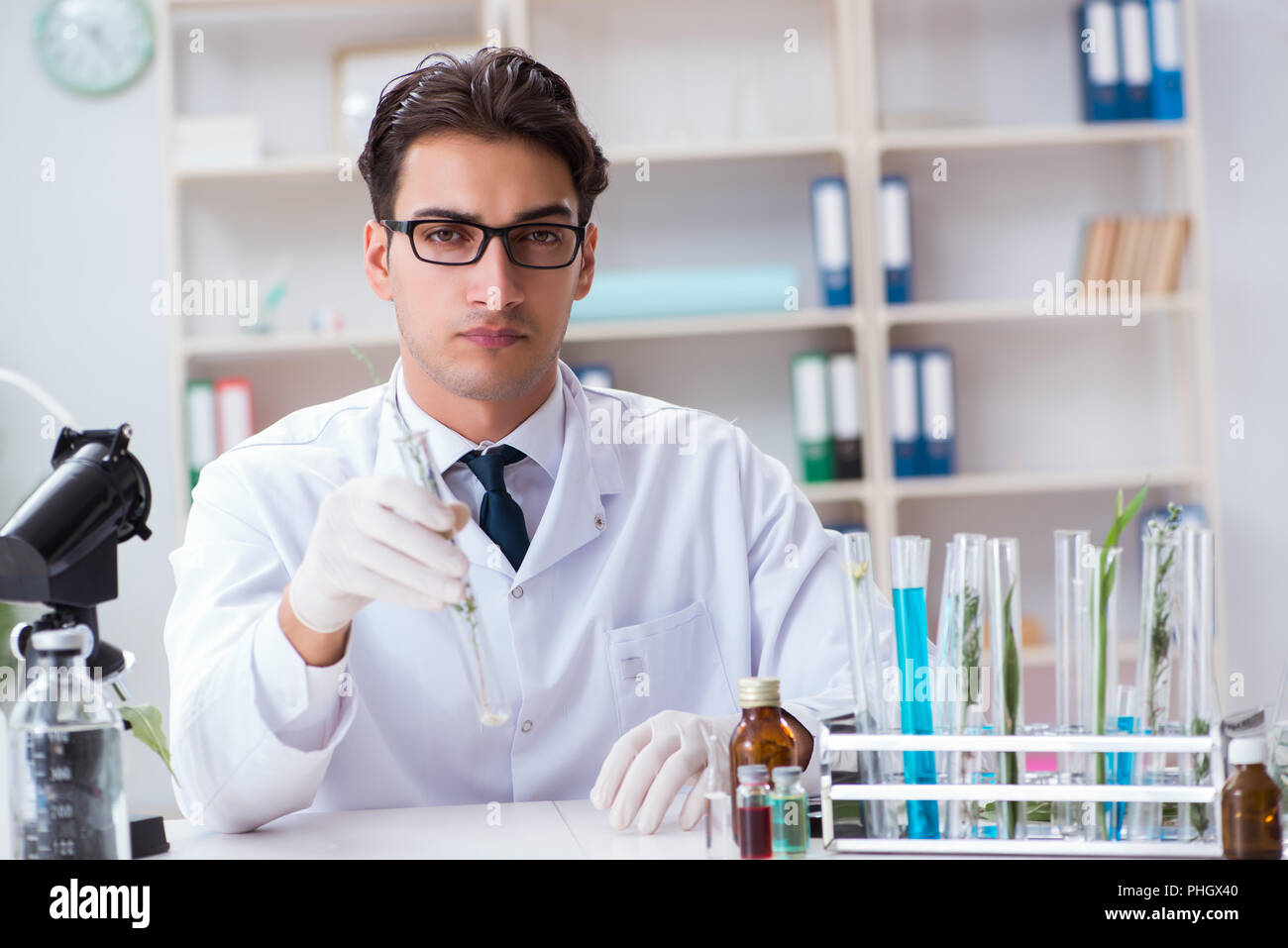 Biotechnology scientist chemist working in lab Stock Photo - Alamy