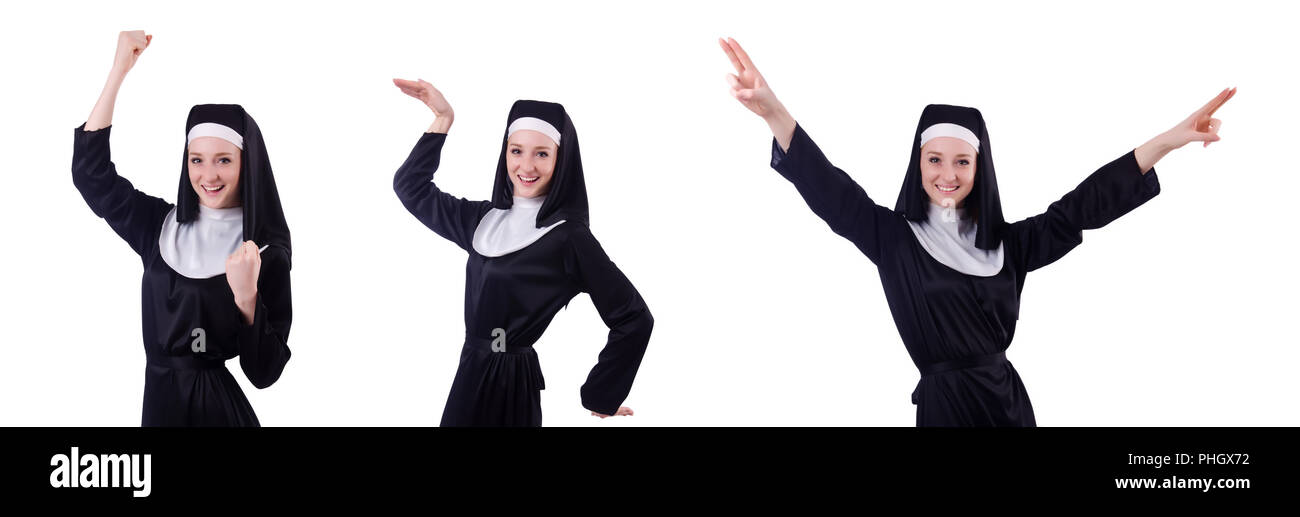 Nun isolated on the white background Stock Photo - Alamy