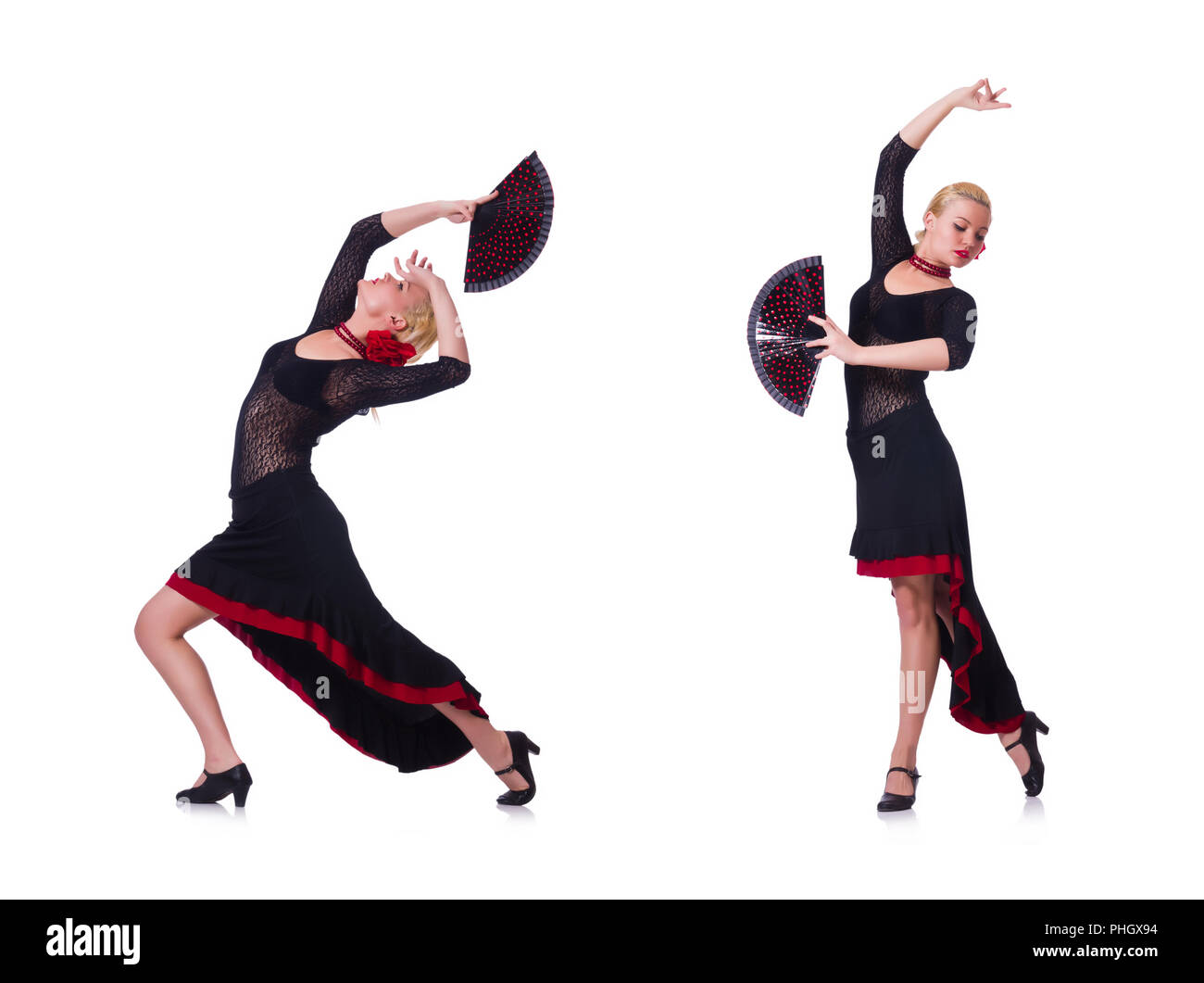 Woman dancing spanish dance isolated on white Stock Photo - Alamy