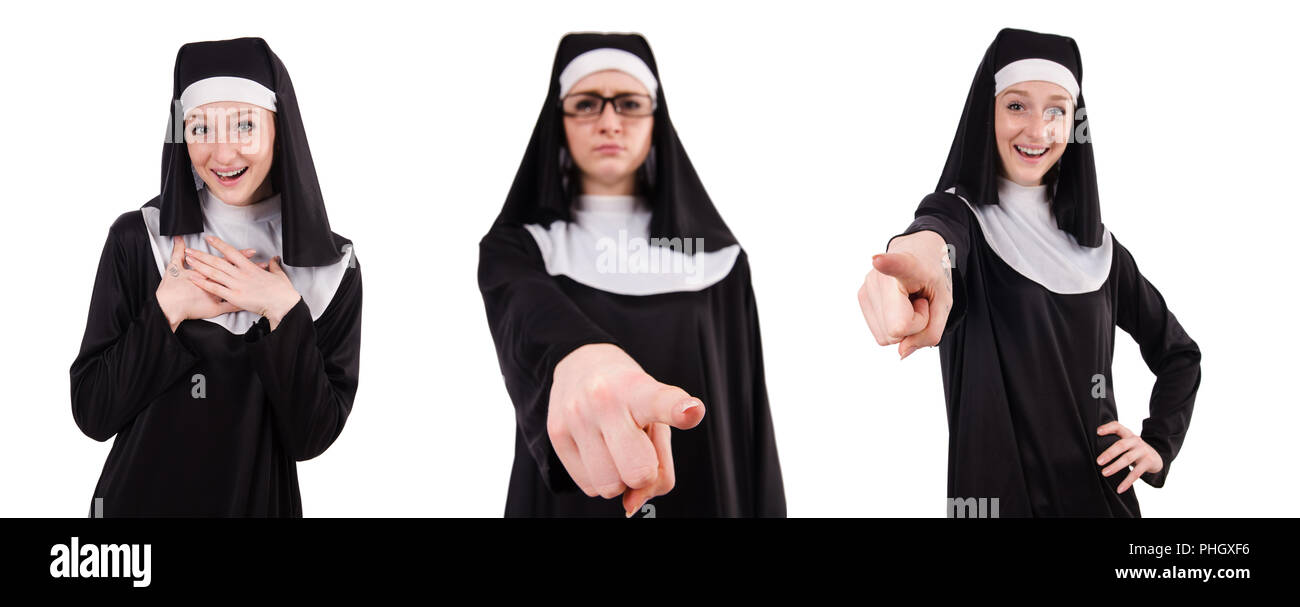 Young nun isolated on the white background Stock Photo - Alamy