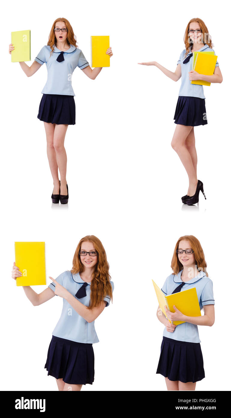 Young diligent student with textbooks isolated on white Stock Photo - Alamy