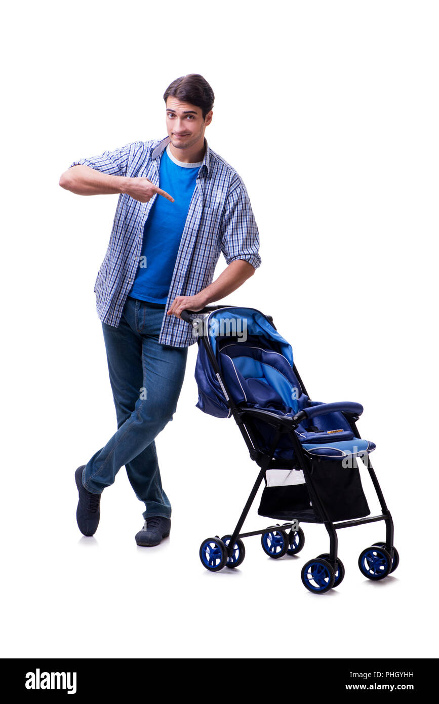 Dad pushing pram Cut Out Stock Images & Pictures - Alamy