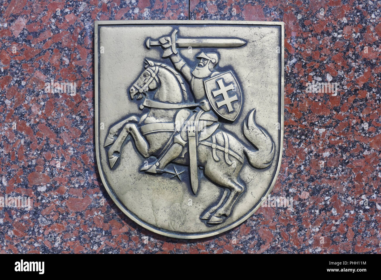 The bronze coat of arms of the republic Lithuania Stock Photo - Alamy