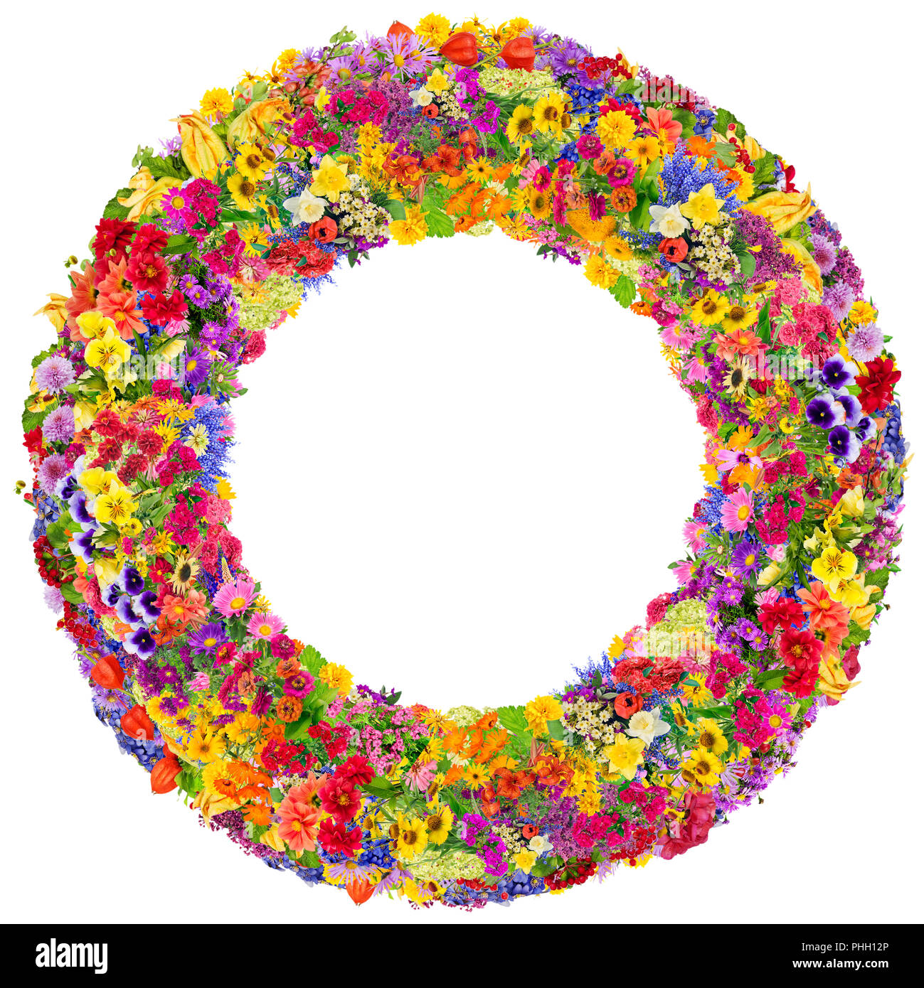 Summer floral circles isolated Stock Photo - Alamy