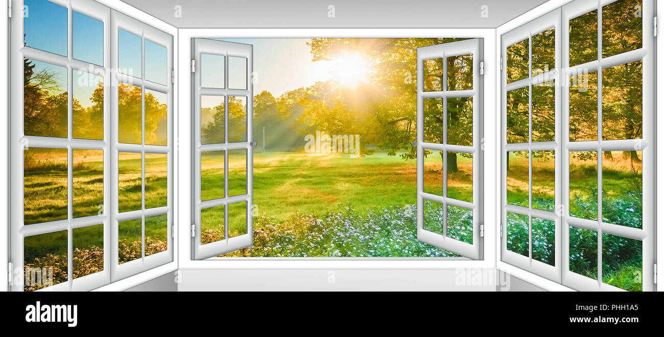 open window cloud sun Stock Photo - Alamy