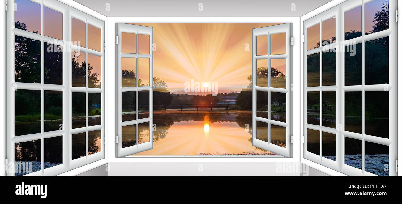 open window cloud sun Stock Photo - Alamy