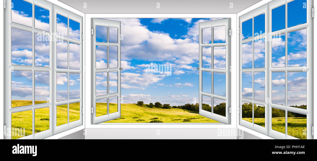 Open windows curtains hi-res stock photography and images - Alamy