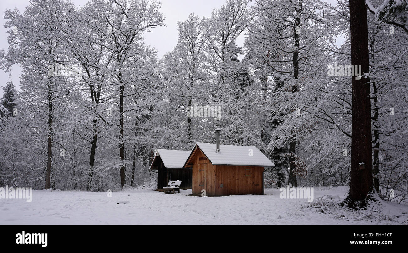 Winter landscape with huts hi-res stock photography and images - Alamy