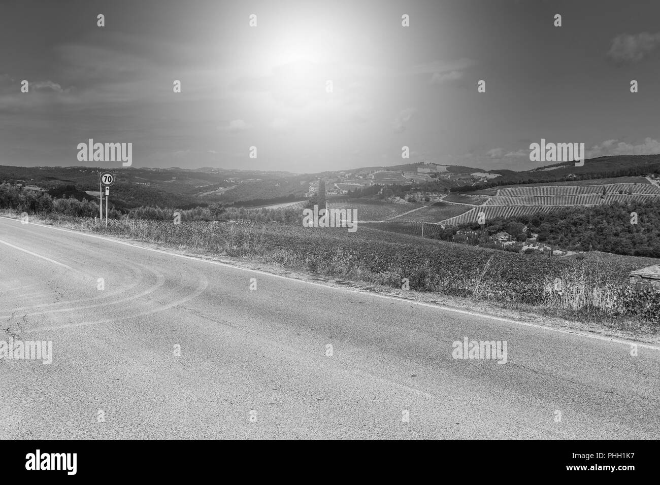 Sunrise in countryside Black and White Stock Photos & Images - Alamy
