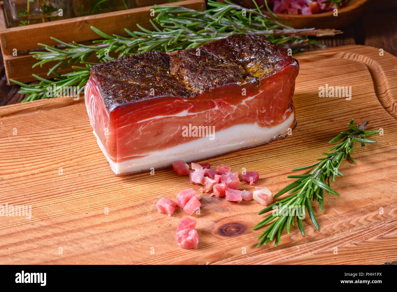 smoked South Tyrolean bacon Stock Photo - Alamy