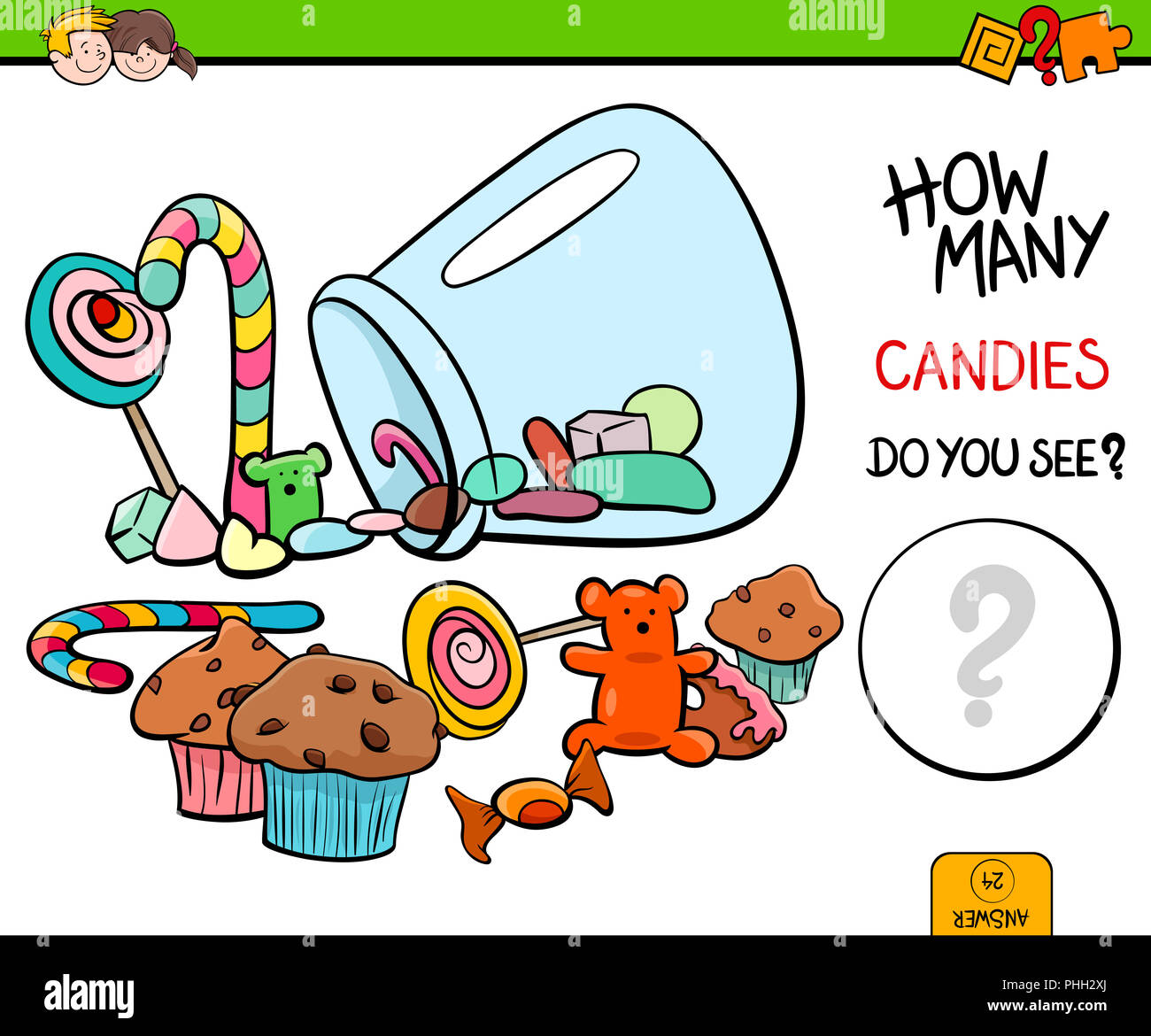 counting candies educational activity game Stock Photo - Alamy
