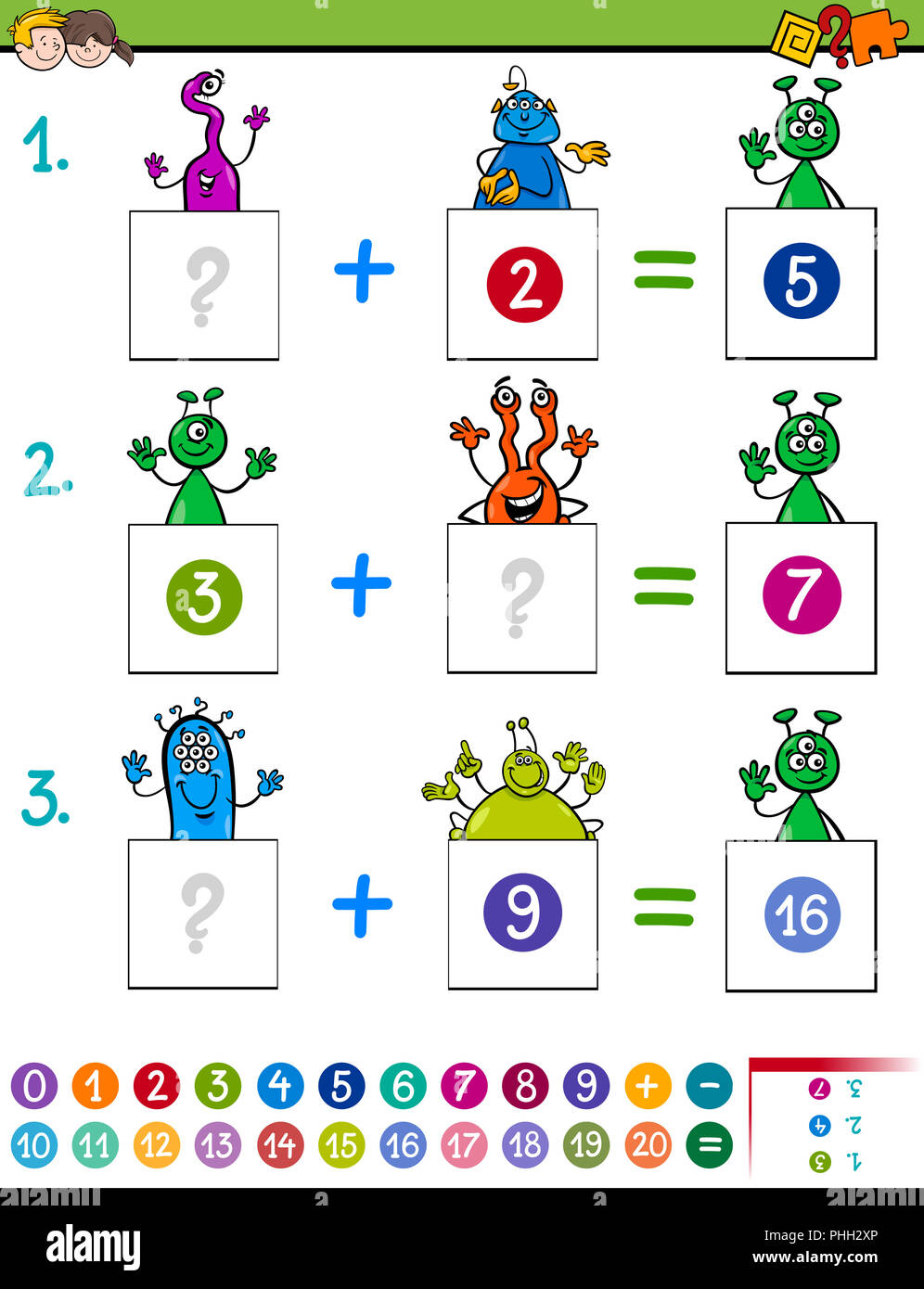 maths addition educational game with aliens Stock Photo - Alamy