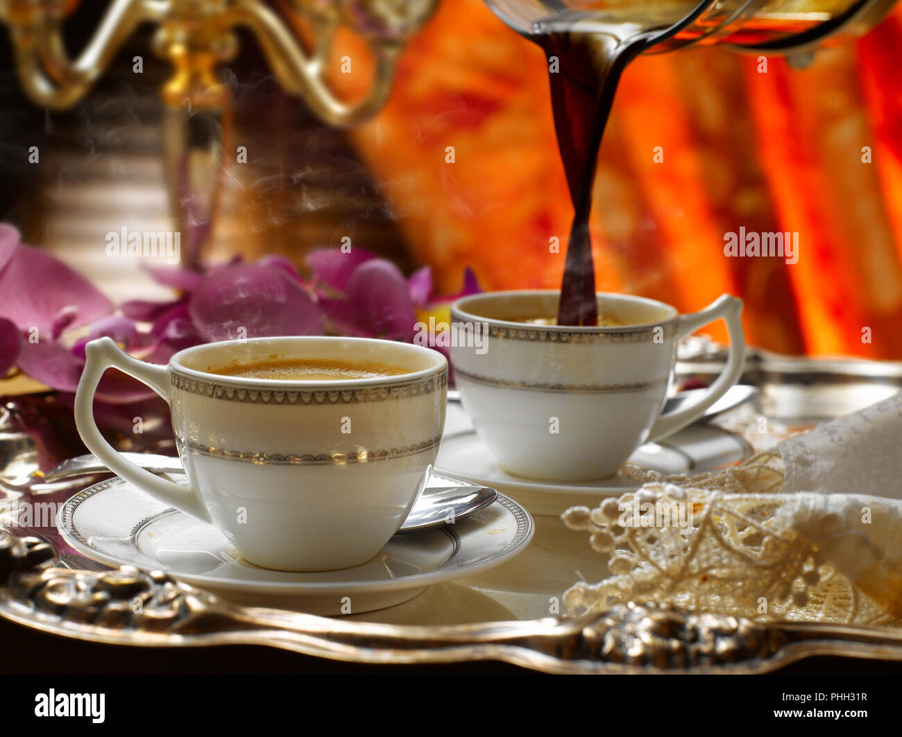 delicious coffee served in a refined setting Stock Photo - Alamy