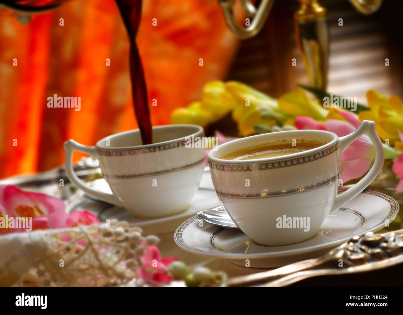 delicious coffee served in a refined setting Stock Photo - Alamy