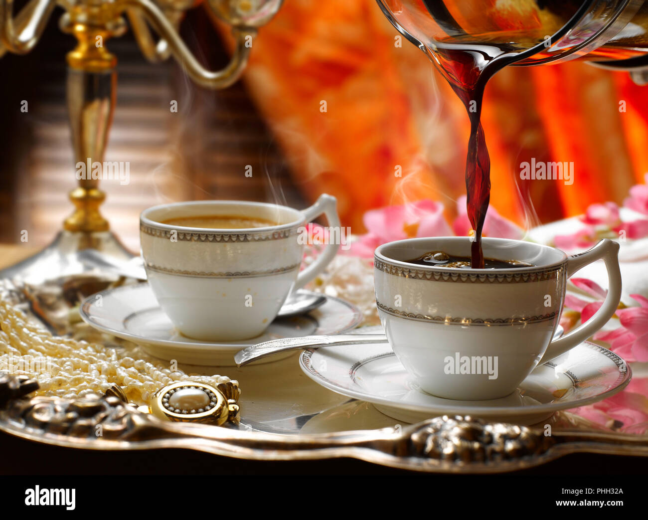 delicious coffee served in a refined setting Stock Photo - Alamy