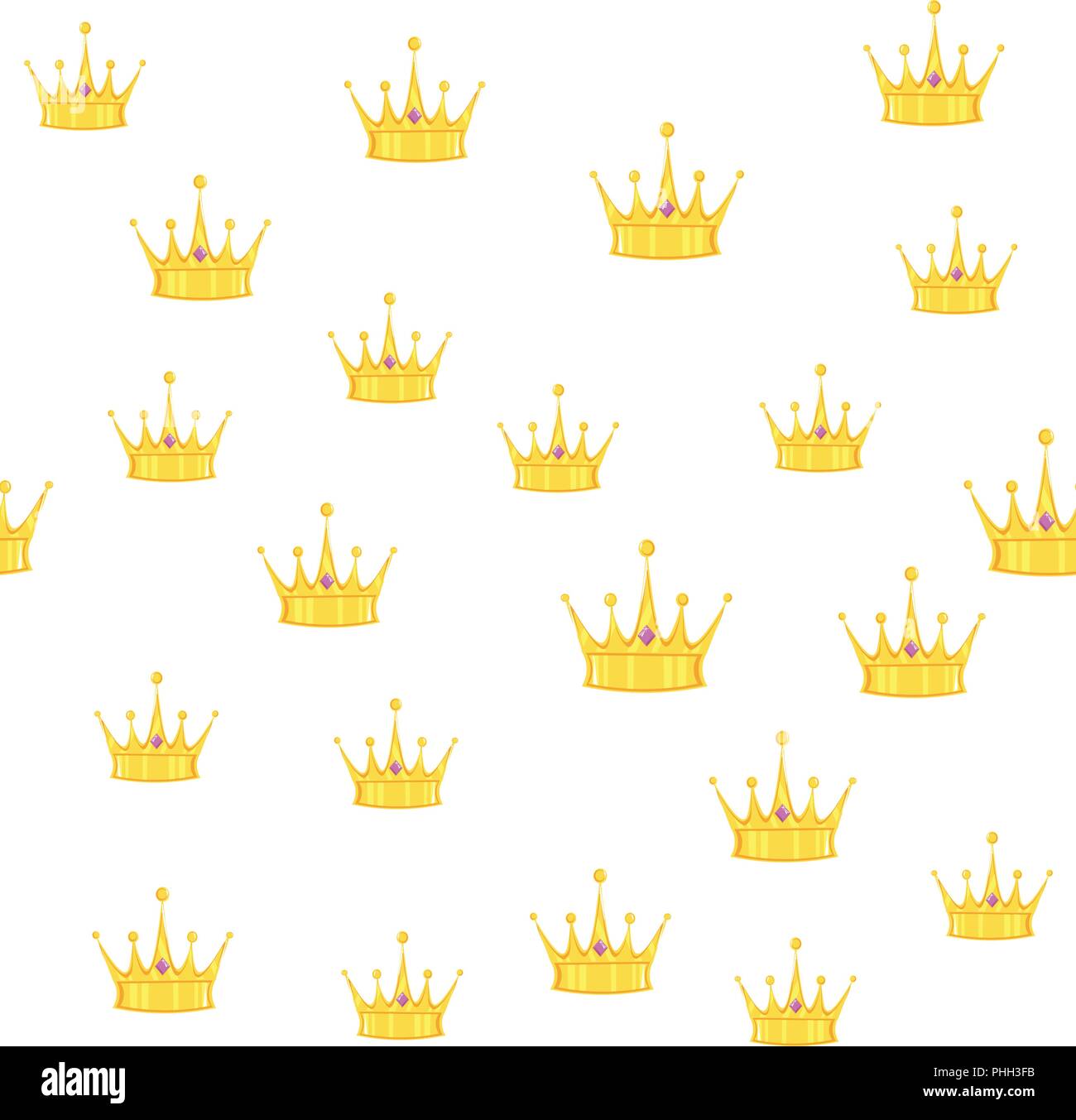 Vector illustration. Seamless golden crown pattern with gems white ...