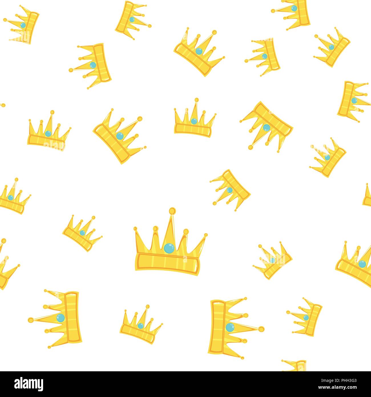 Vector illustration. Seamless golden crown pattern with gems white ...