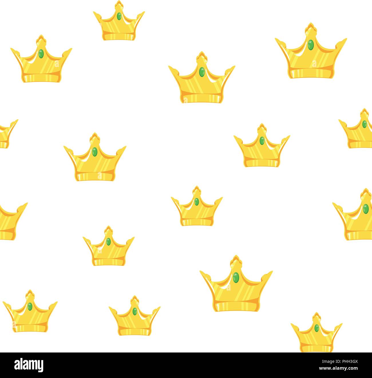 Vector illustration. Seamless golden crown pattern with gems white ...