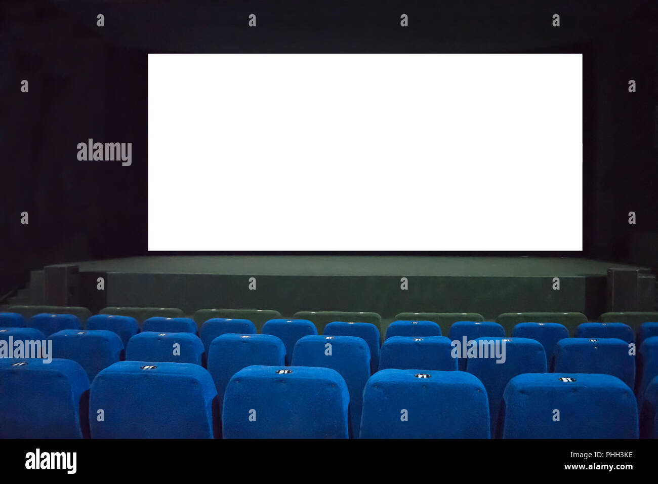 Empty movie cinema with raws of blue seats Stock Photo - Alamy