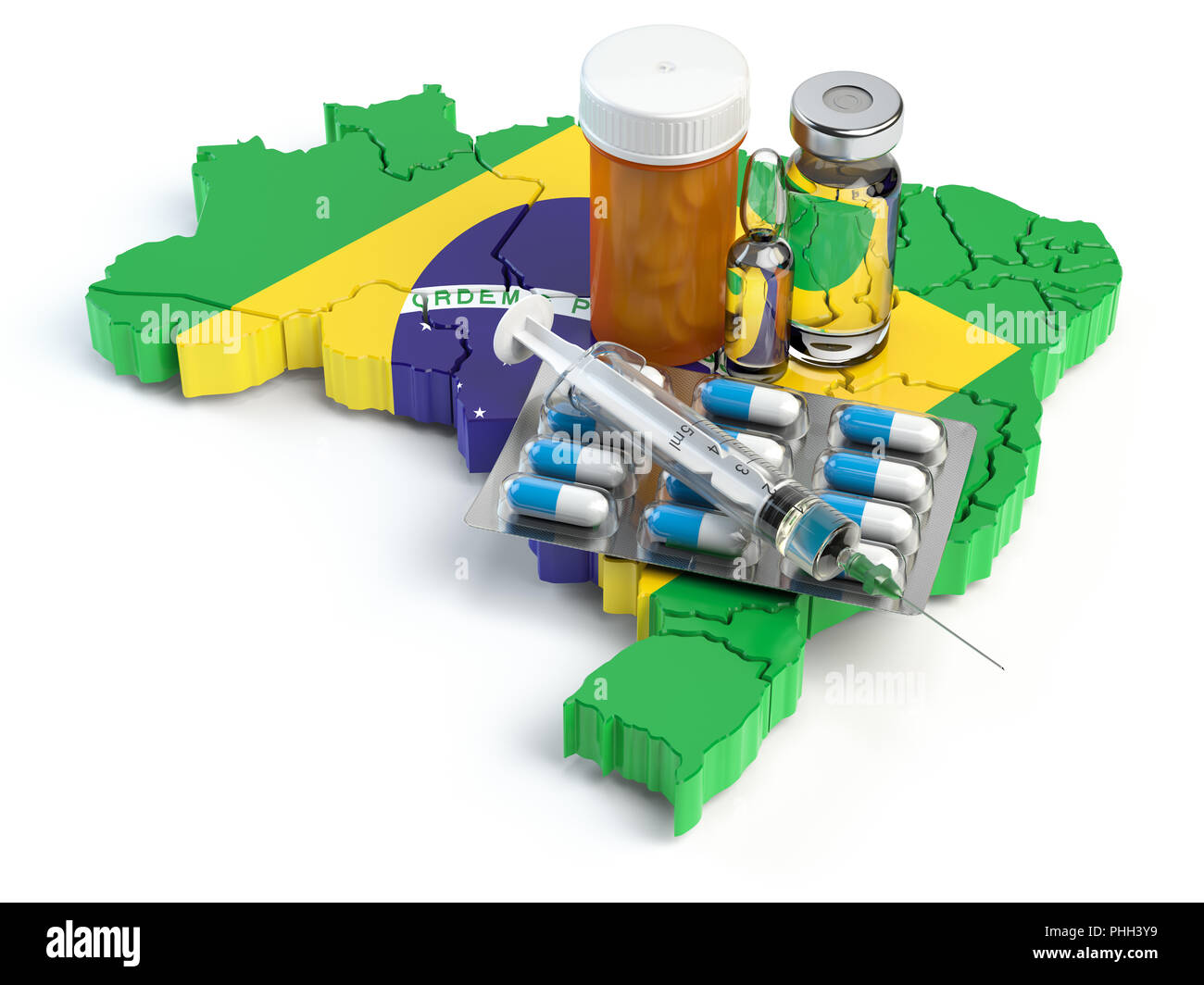 Health, healthcare, medicine and pharmacy in Brazil concept. Pills ...