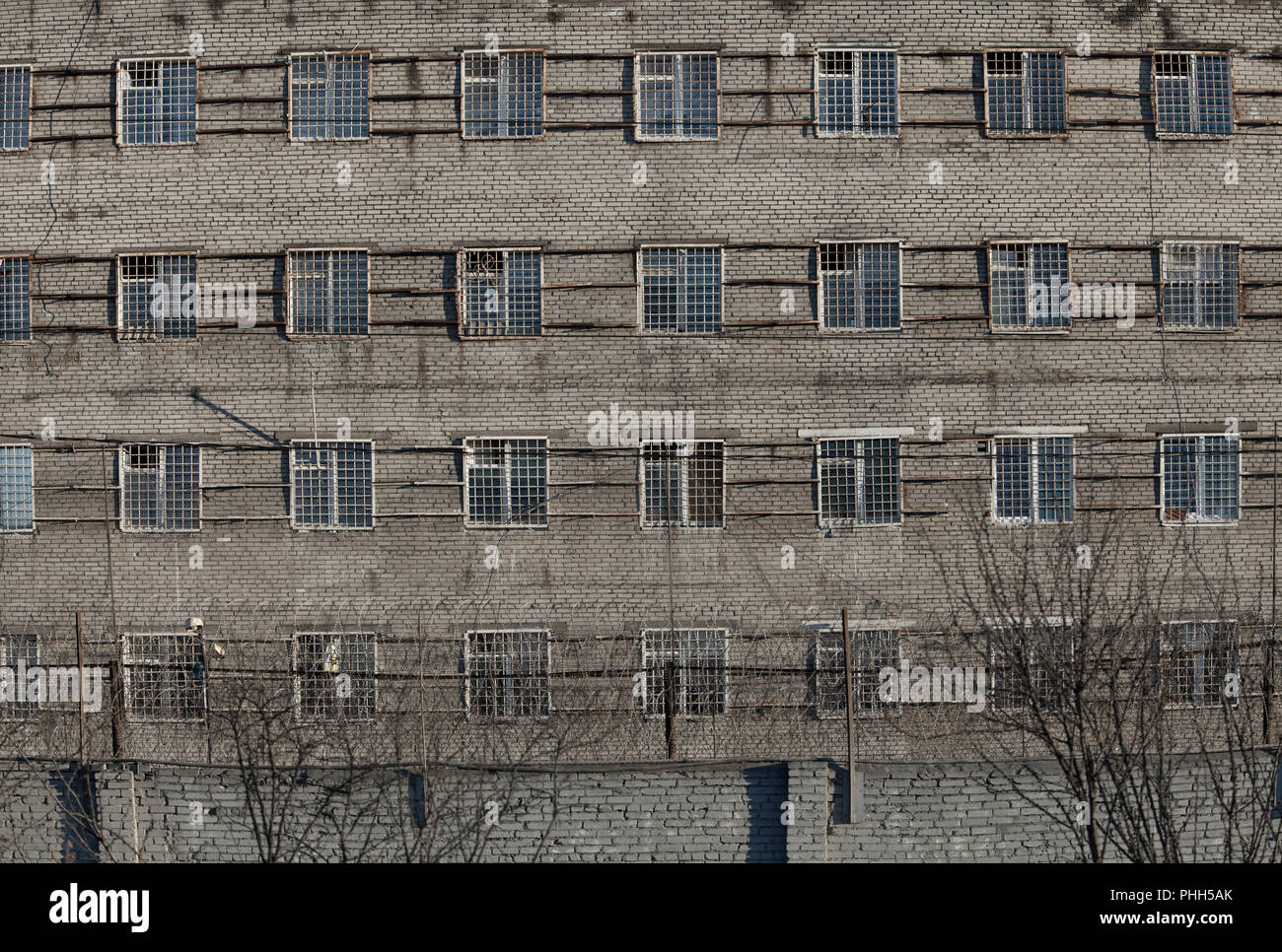 latticed windows of the prison Stock Photo - Alamy