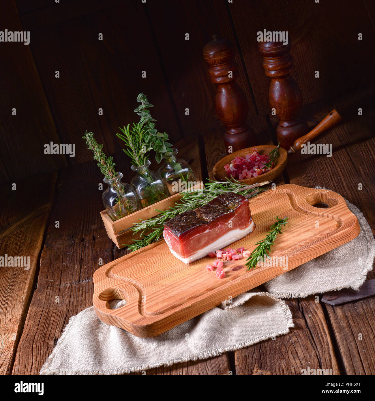 smoked South Tyrolean bacon Stock Photo - Alamy