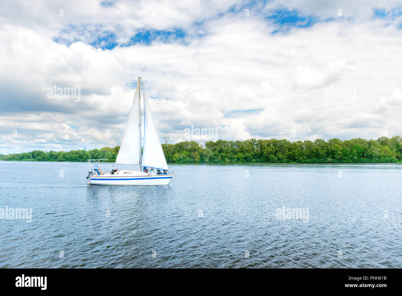 Yacht with white sail Stock Photo - Alamy