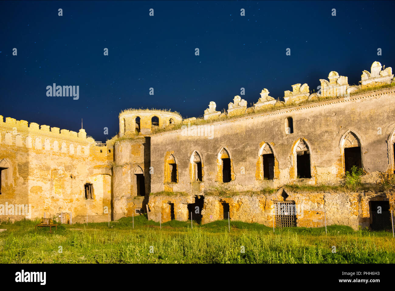 Old medieval castle at night Stock Photo - Alamy