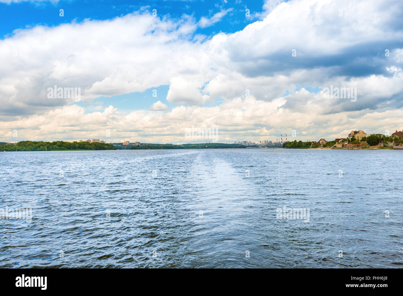 Landscape with waves on blue water Stock Photo - Alamy