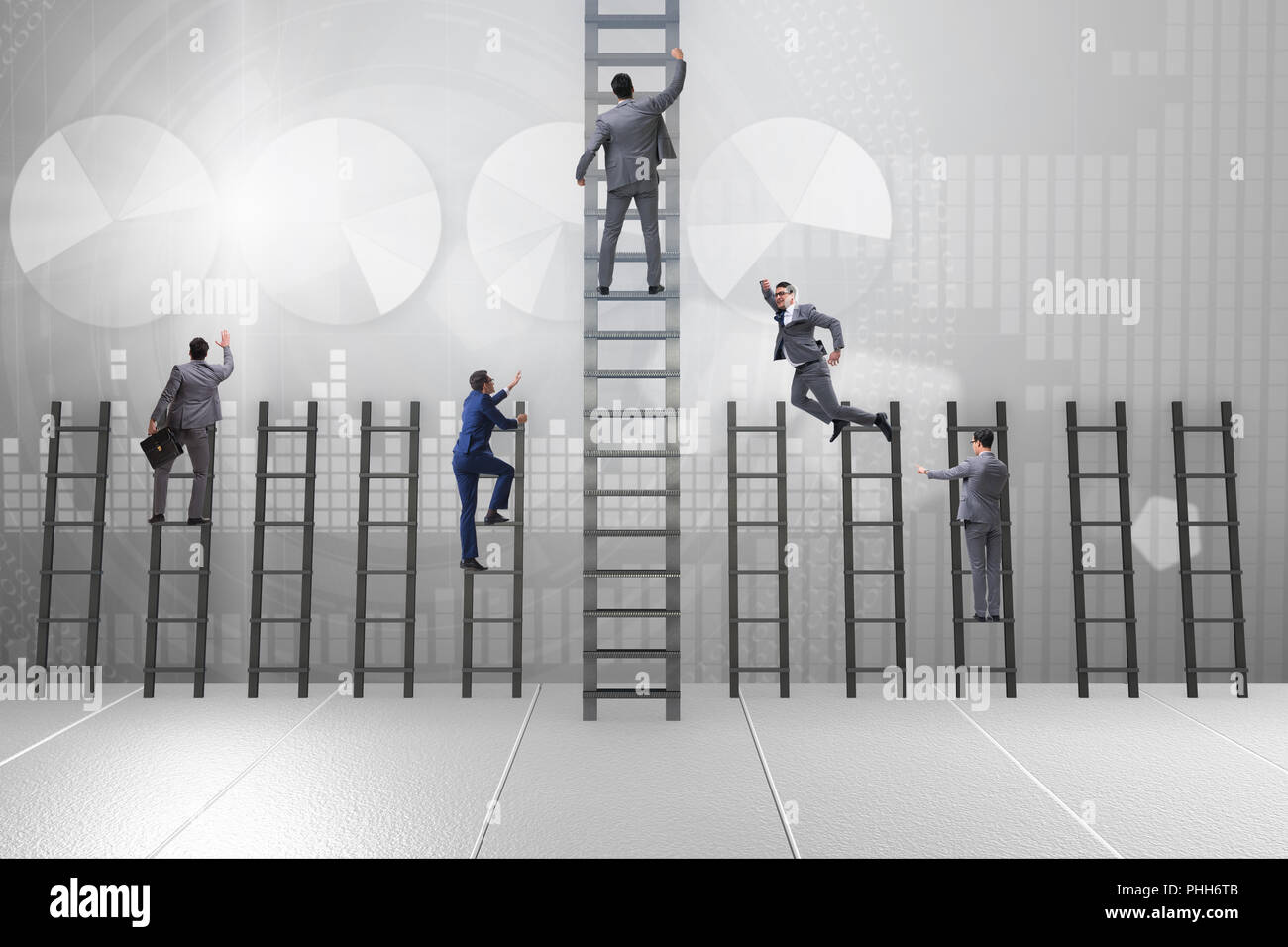Competition concept with businessman beating competitors Stock Photo ...