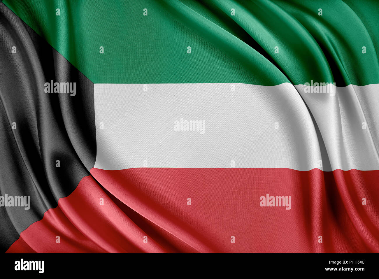 Kuwait flag. Flag with a glossy silk texture Stock Photo - Alamy
