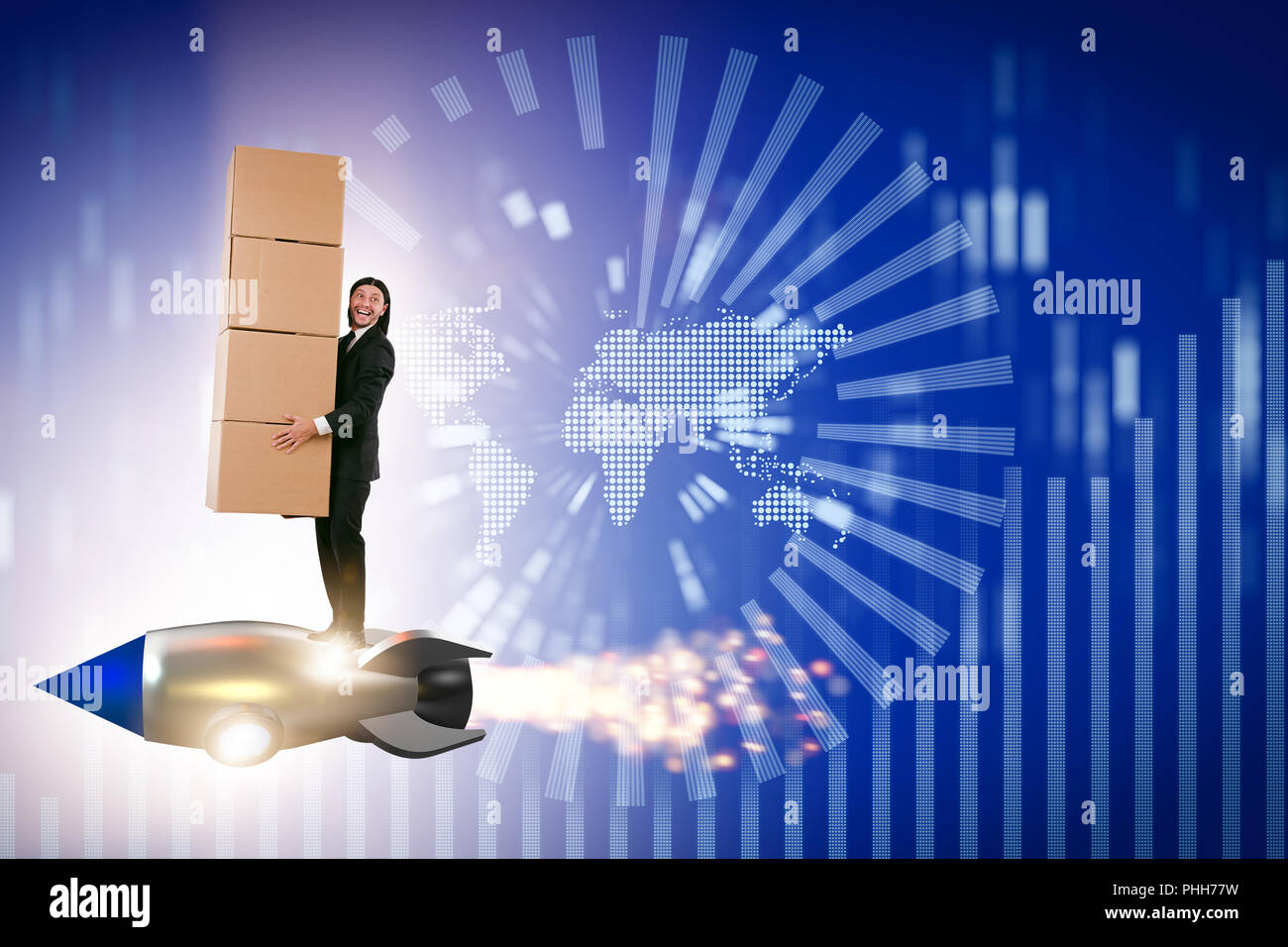 Businessman in global worldwide delivery service Stock Photo - Alamy