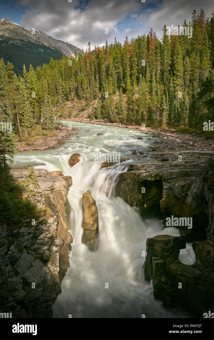 Sunwapta Falls, Jasper National Park. Sunshine on Sunwapta Falls ...