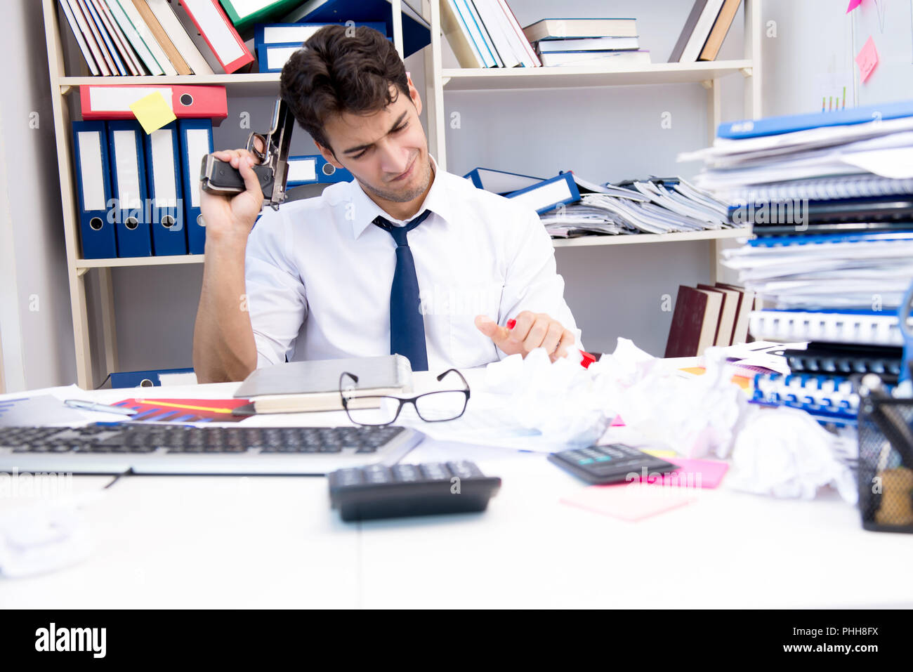 Busy frustrated businessman angry in the office Stock Photo - Alamy