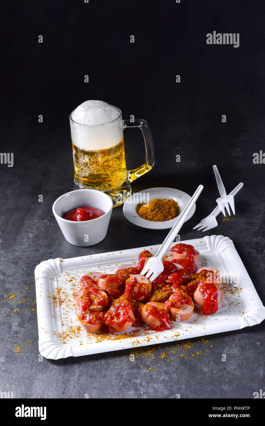 curry bockwurst with beer Stock Photo - Alamy